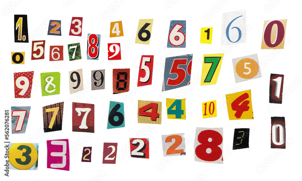 Ilustración de Stock Magazine Newspaper Cutout Numbers Alphabet | Adobe Stock
