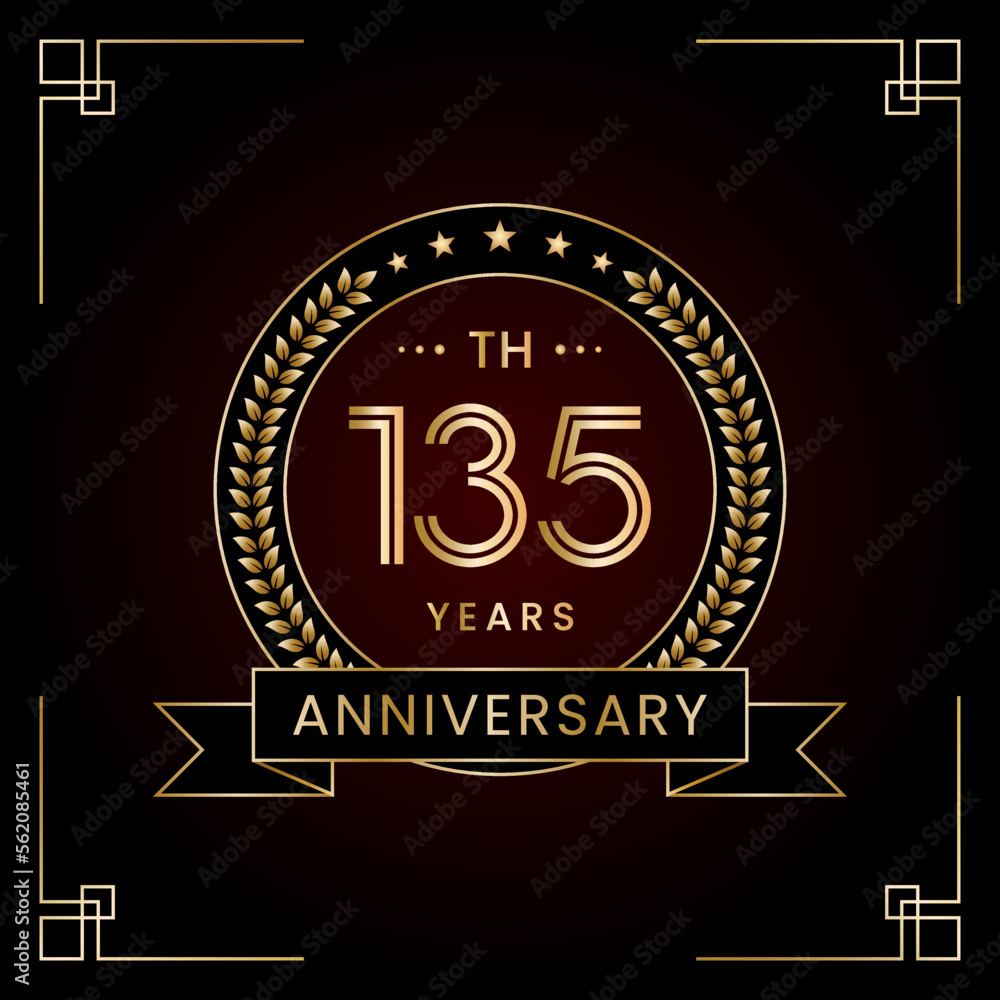 135th Anniversary Logo Design Concept with Laurel wreath for Birthday ...