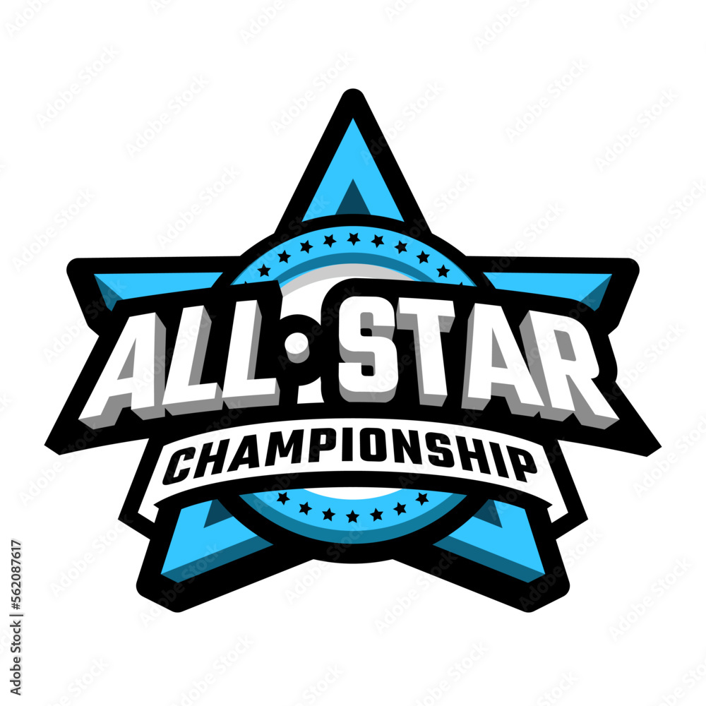 All star championship inscription on the background of a star logo ...