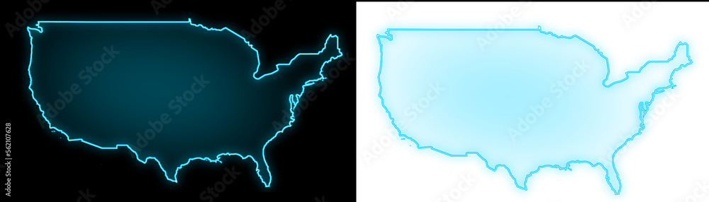 united state of america map blue light futuristic transparent ...