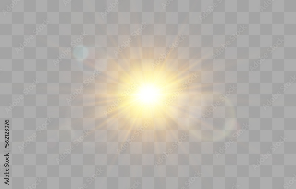 Vector glow light effect, bright sun. Vector transparent sunlight ...