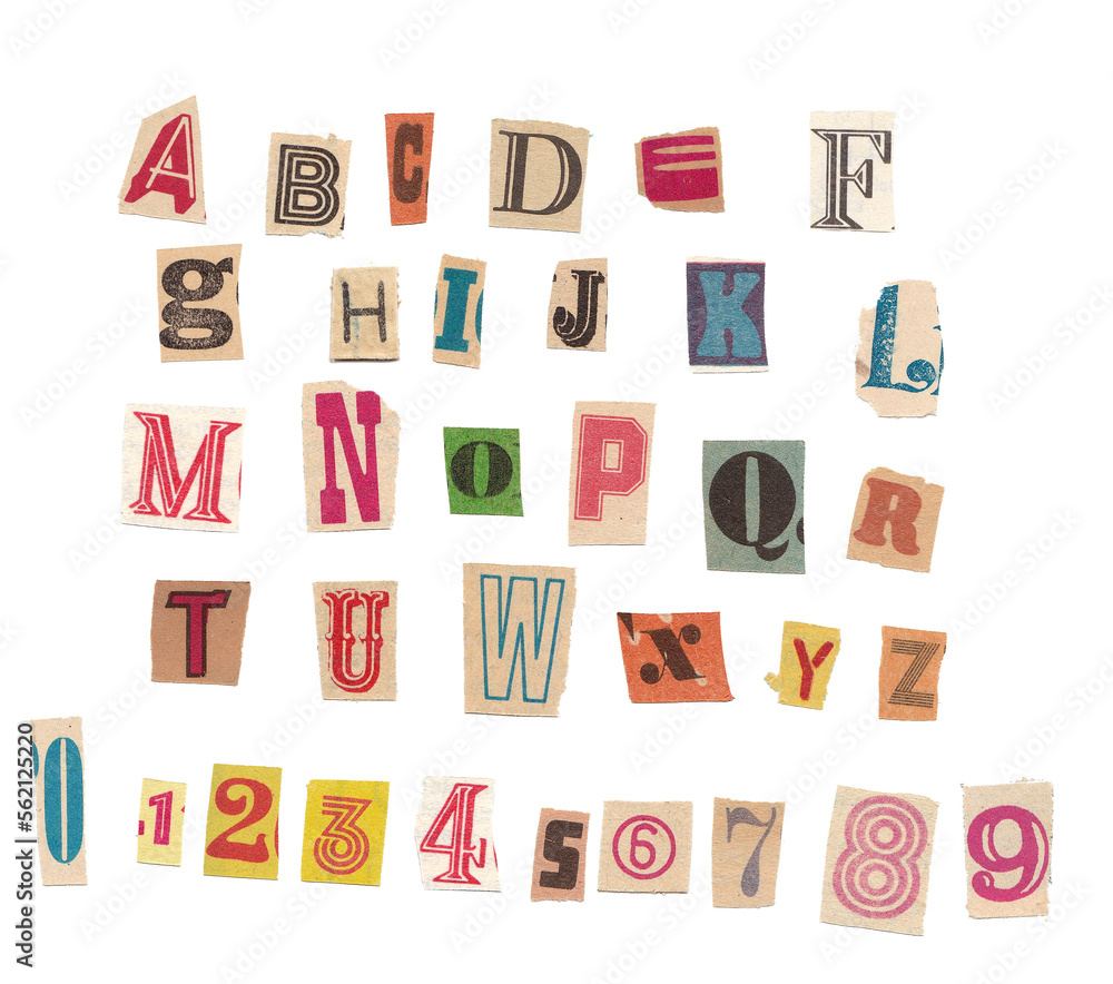 ภาพประกอบ Stock Retro Magazine Cutout Letters | Adobe Stock