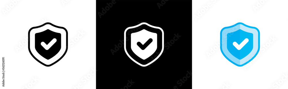 Shield check mark icon. security shield protection with tick symbol ...