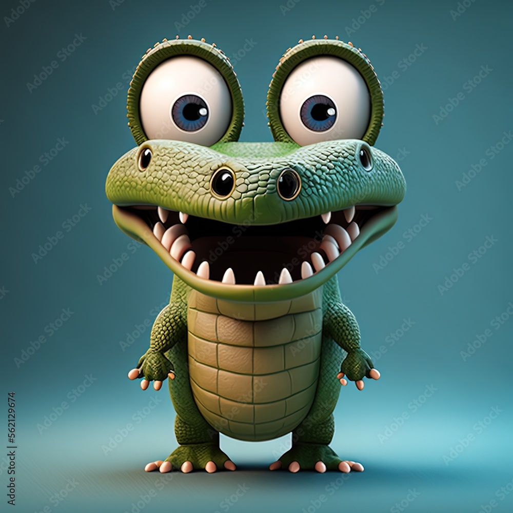 Cute Cartoon Alligator Character (Generative AI) Stock Illustration ...
