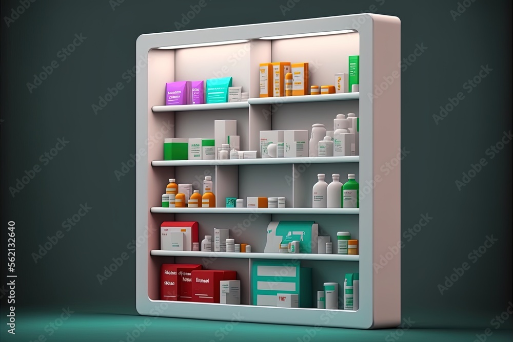 Pharmaceutical tablets displayed on a pharmacy rack for sale at a ...
