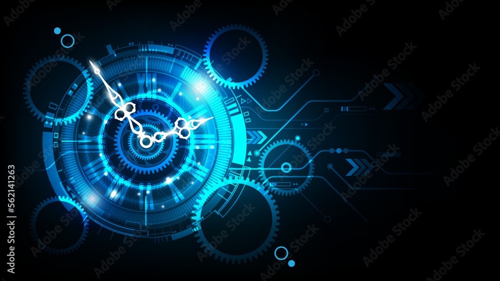 Abstract Futuristic Technology Background with Clock concept and Time ...