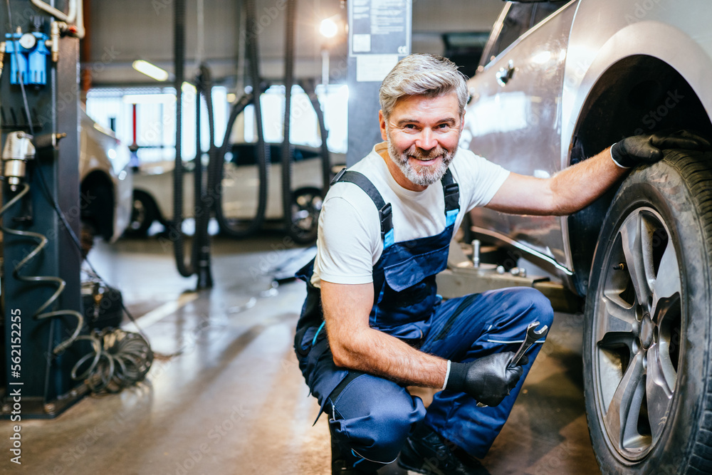 Concept car service replacement of winter and summer tires. Beard ...
