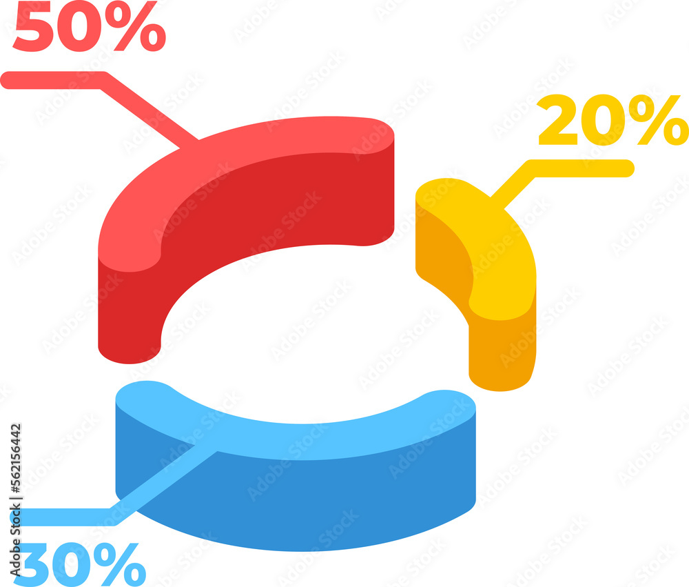Isometric infographic element with charts, circle charts, Donut chart ...