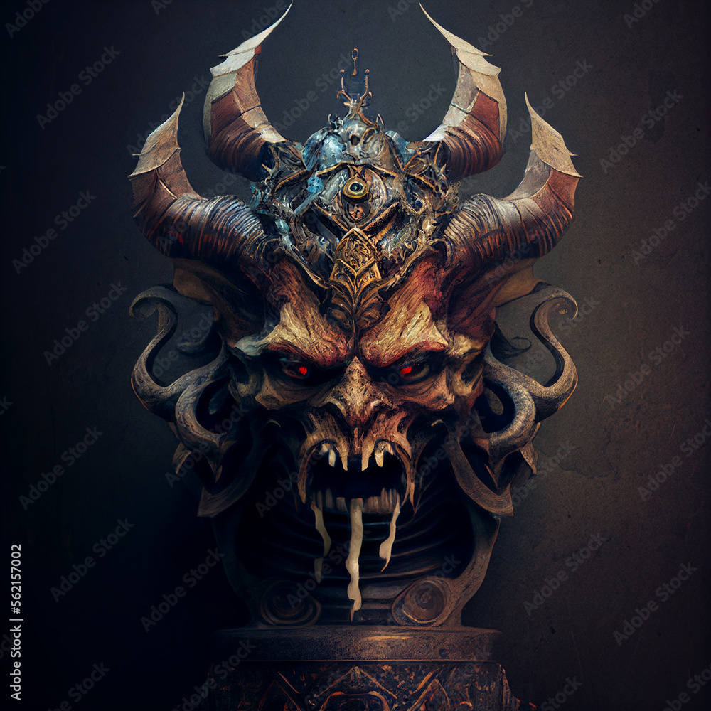 Demon Totem Witchcraft Occult Skull Horror Creepy Halloween Evil Spirit ...