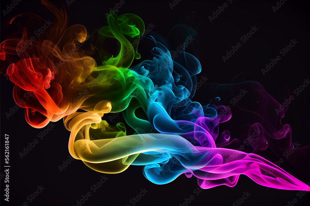 Rainbow colour smoke in black background wallpaper texture Stock ...