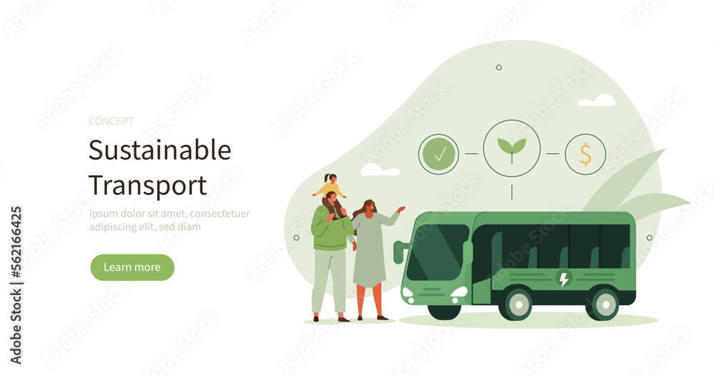Vector de Stock Sustainable transportation. Characters using ...