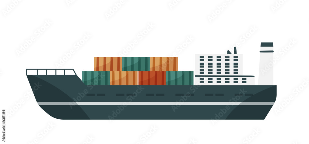 Container ship transportation. Delivery goods service, international ...