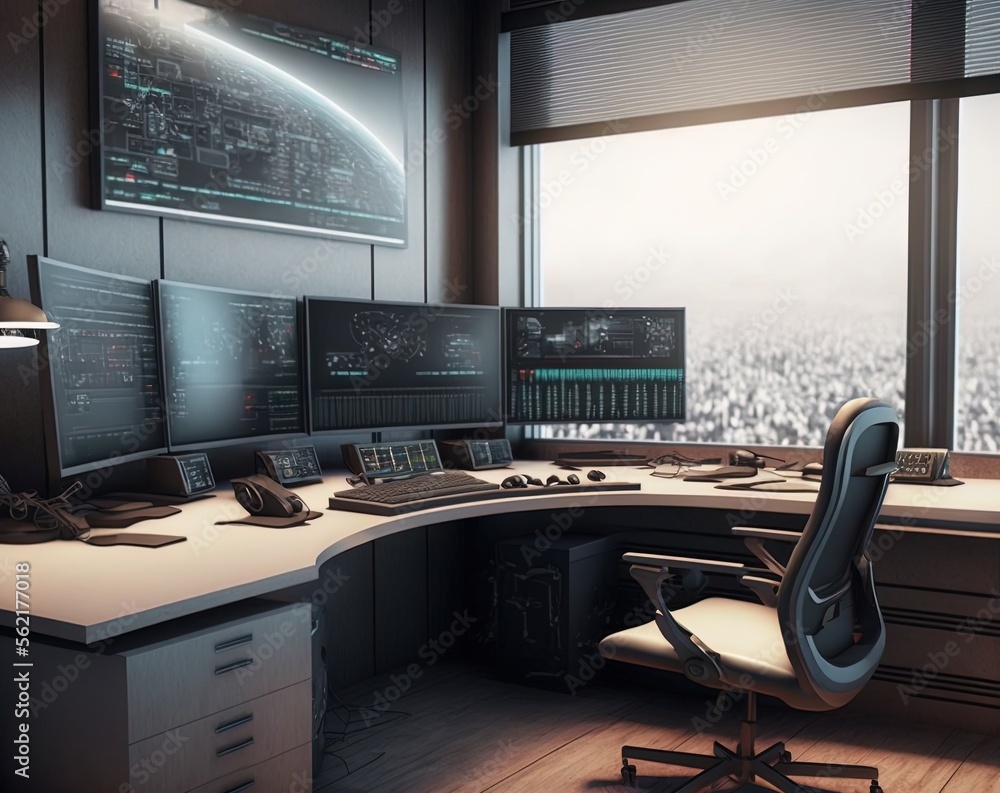 Complete set of workplace necessities including workstations and ...
