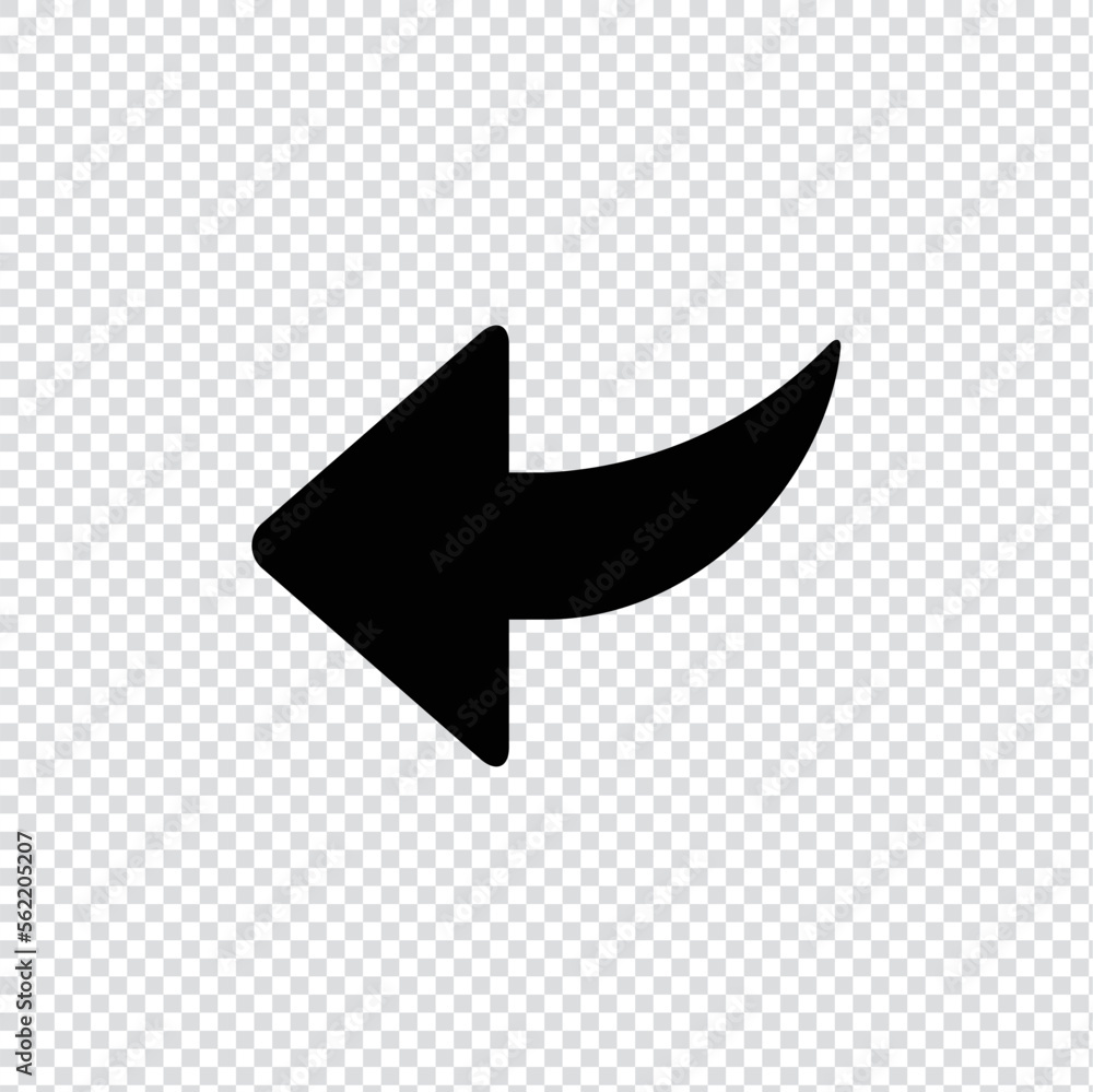 Left arrow filled icon in transparent background, basic app and web UI bold line icon, EPS10 ...