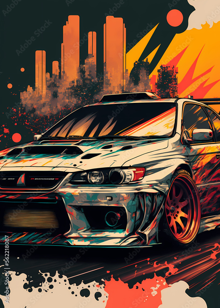 Stock-Illustration „Retro art style of a beautiful JDM sports car ...