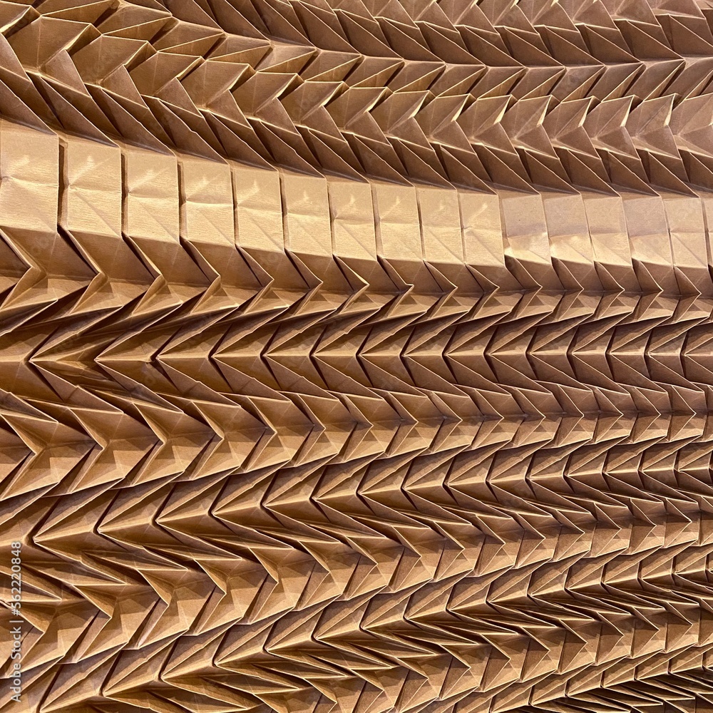 Origami crafts on sheets of paper. Craft work, lesson of origami. Stock ...