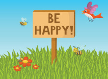 Bee Happy Motivational Poster Free Stock Photo - Public Domain Pictures