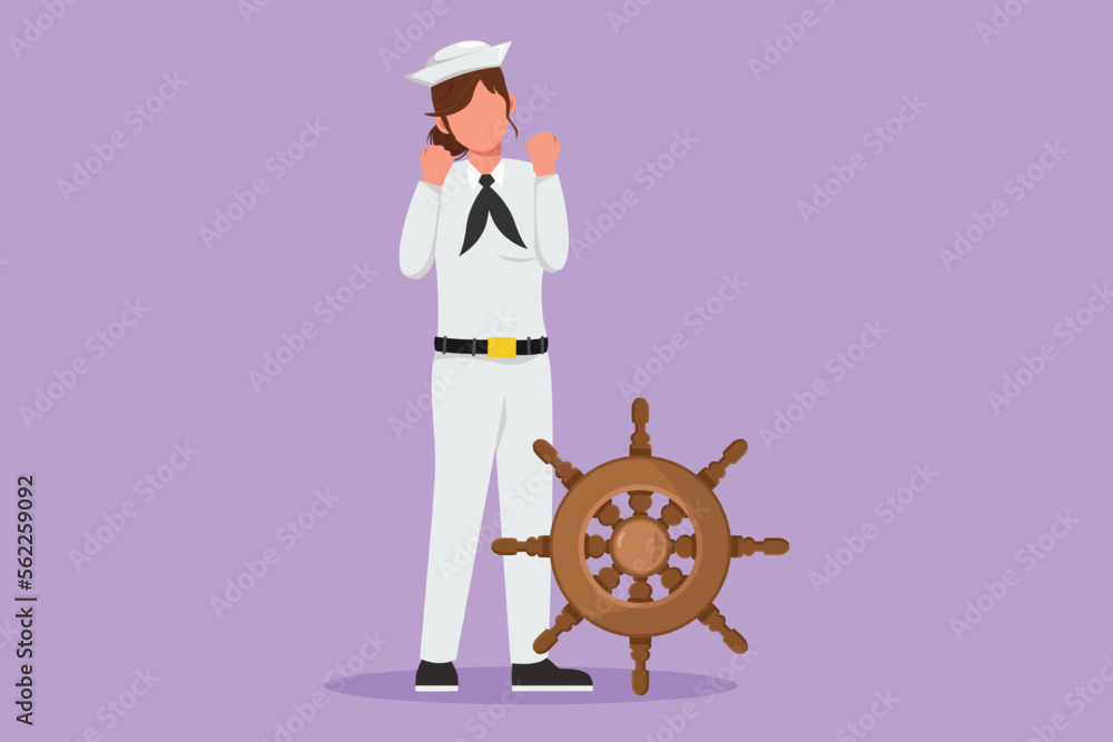 Character flat drawing of sailor woman standing with celebrate gesture ...