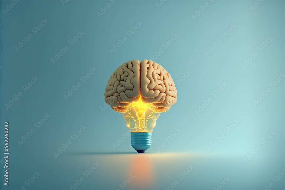Creative brain light bulb, flash of inspiration, spark, smart, colorful ...