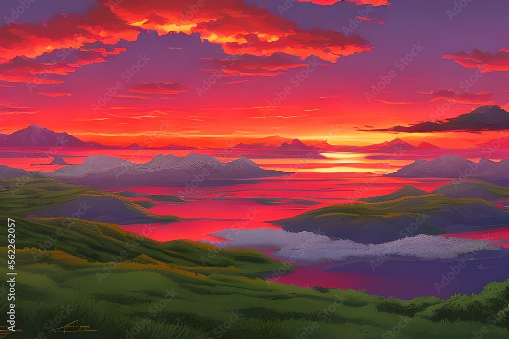 Mystical Fantasy Anime Scenery, Sunsset Scenery, Anime Scene Background ...