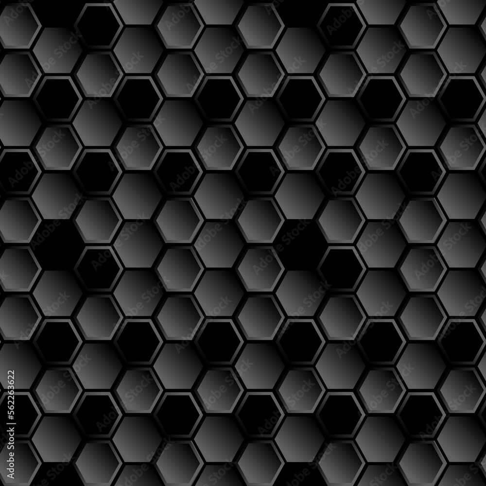 Black beehive background. Futuristic honeycomb, bees hive cells mosaic ...