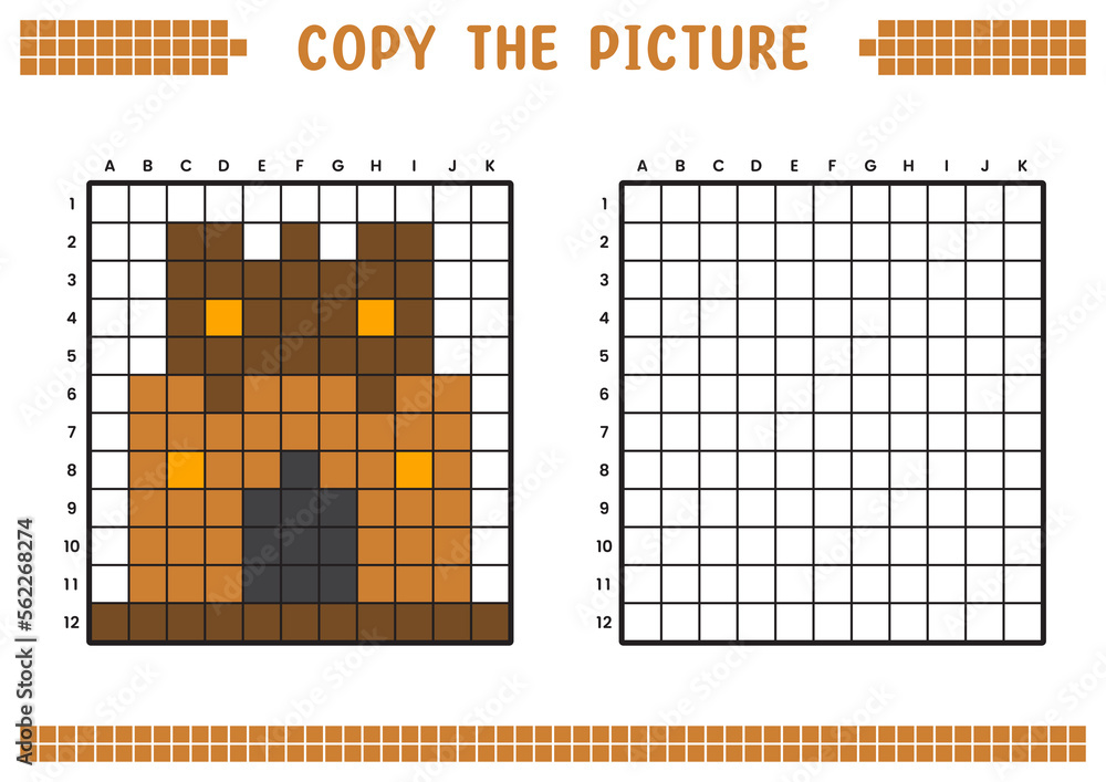 Copy the picture, complete the grid image. Educational worksheets ...