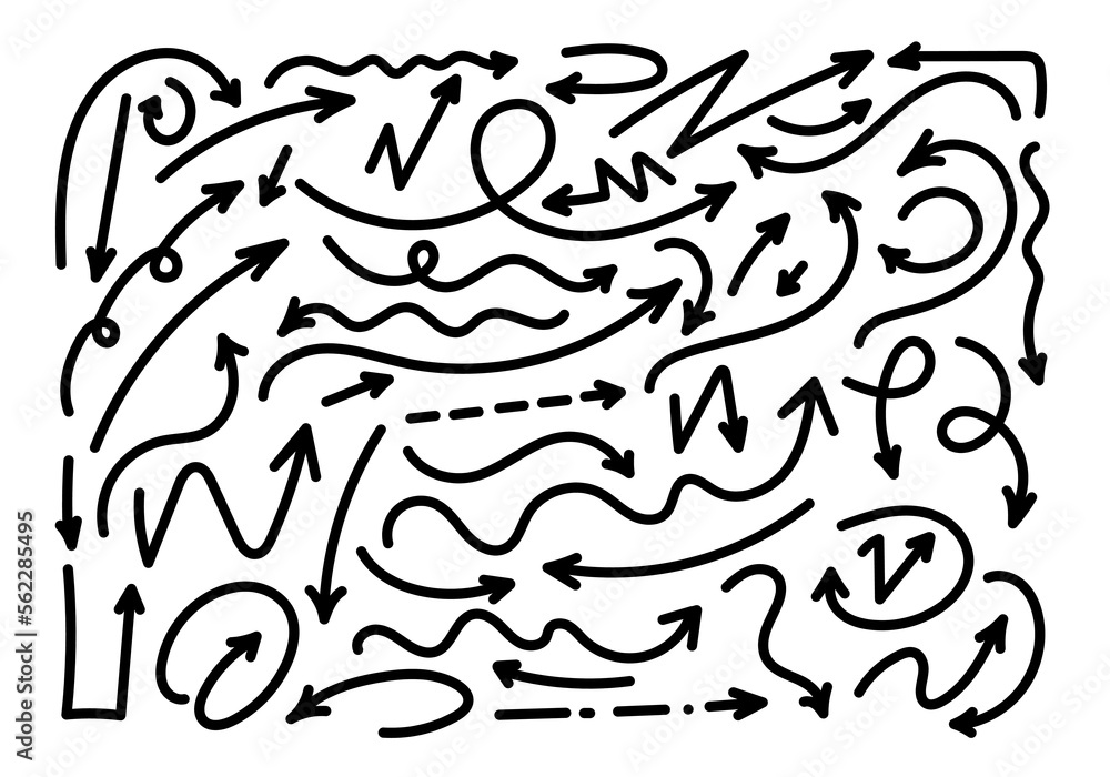 Hand drawn arrow arrows direction pointer cursor lines doodle scribble ...