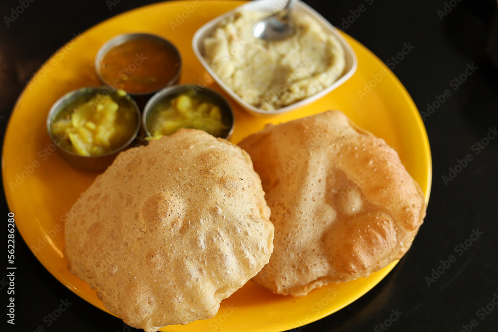 Puri Bhaji North Indian Poori with aalu bhaji , aalu sabji potato spicy ...