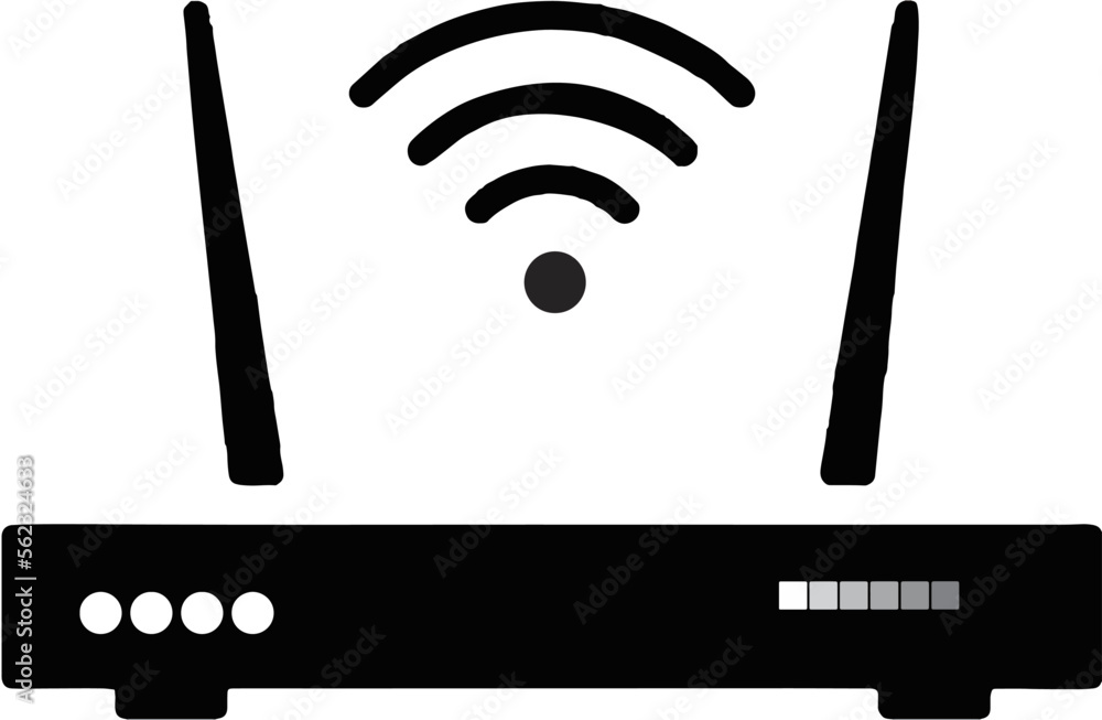 WiFi router or device icon. Sharing theme, Wireless network switch with ...