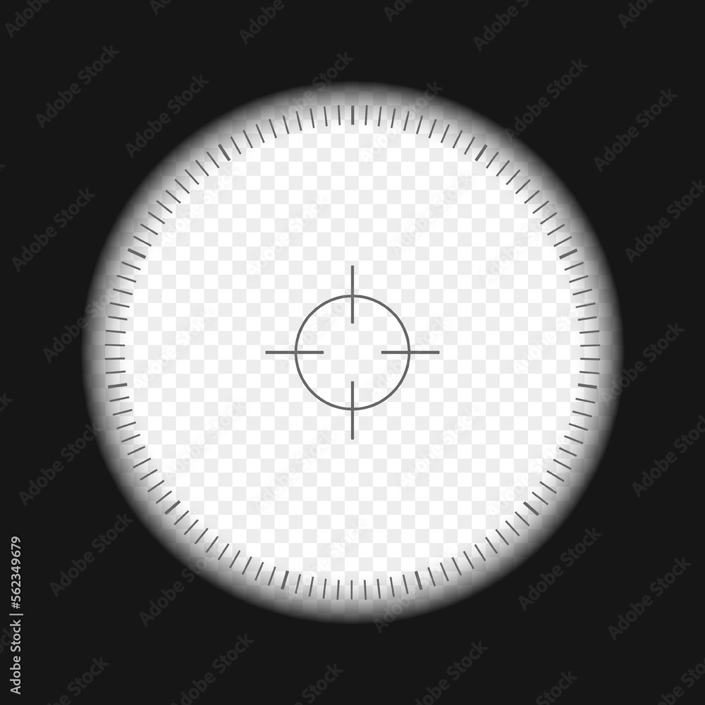 Monocular, telescope, periscope view with scale and transparent ...