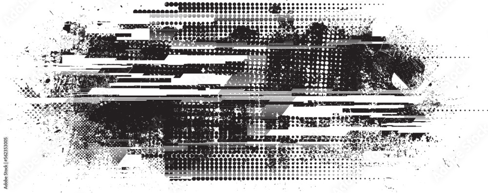 Glitch distorted geometric shape . Noise destroyed logo . Trendy defect ...