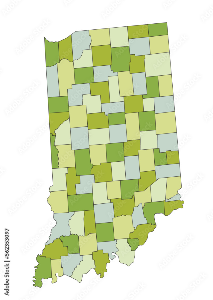 Highly detailed editable political map with separated layers. Indiana ...