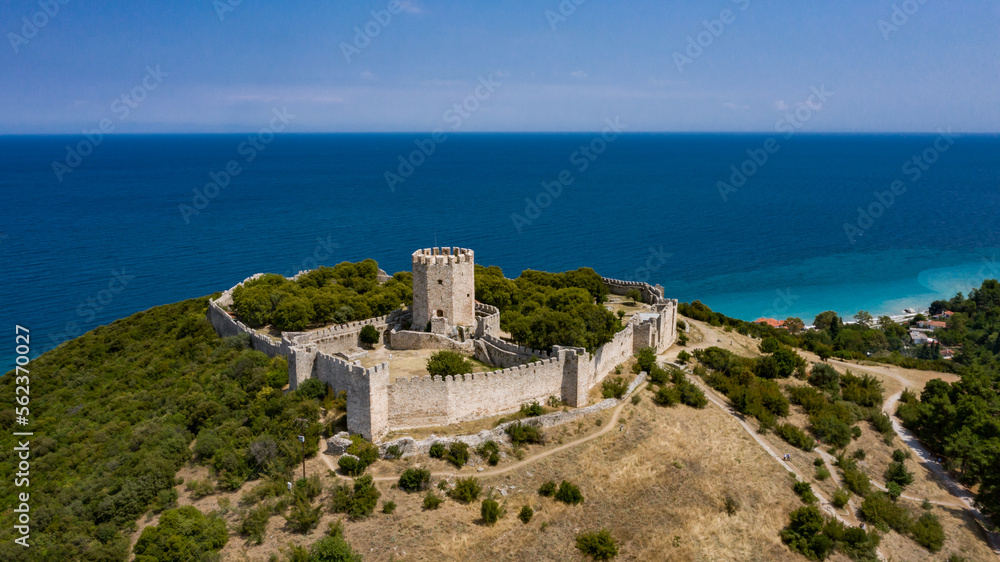 Drone photo of Platamonas medieval castle, Greece Stock Photo | Adobe Stock
