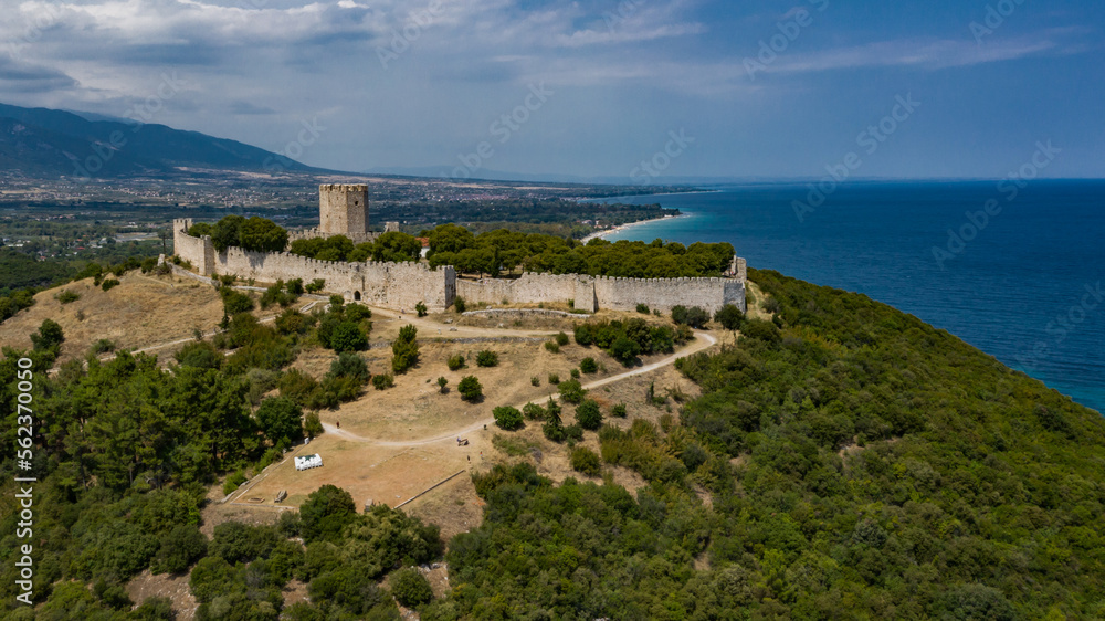 Drone photo of Platamonas medieval castle, Greece Stock Photo | Adobe Stock