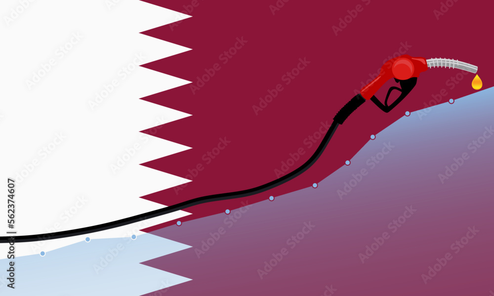 Rise in gasoline prices concept in Qatar. Gasoline fuel pump nozzle ...