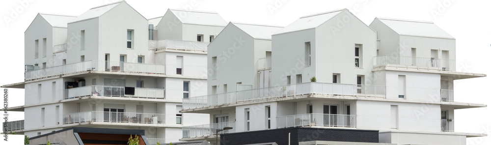 Isolated PNG cutout of white modern residential buildings on a ...
