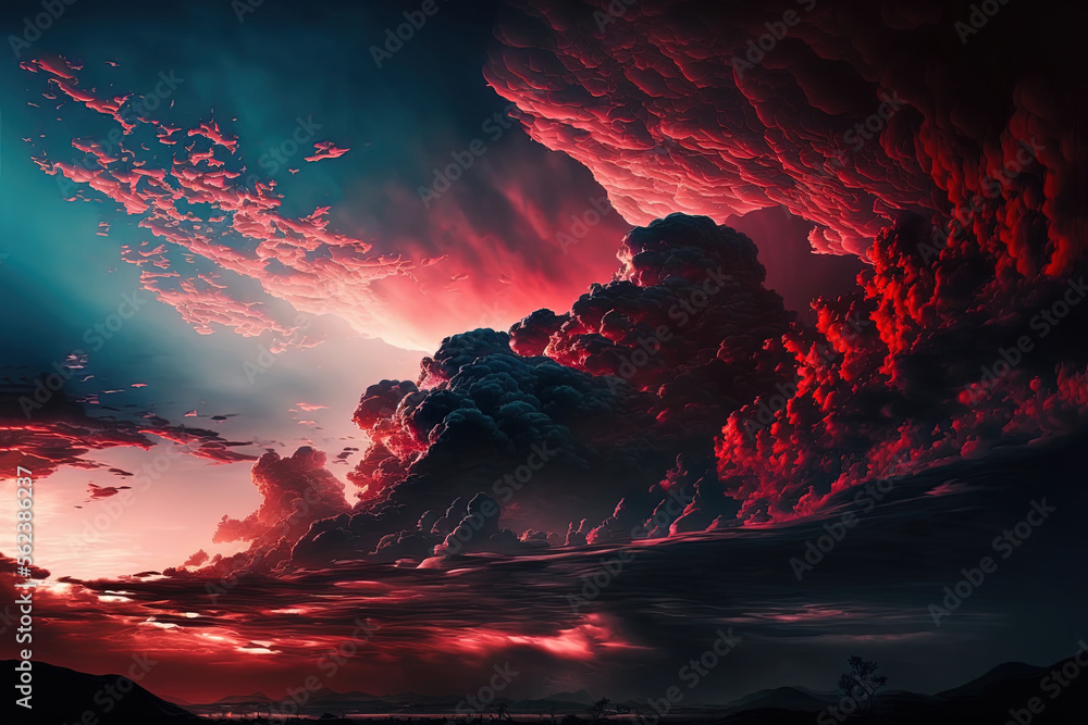 4K Desktop Wallpaper of Sky, Clouds, Red and Night Stock Illustration ...