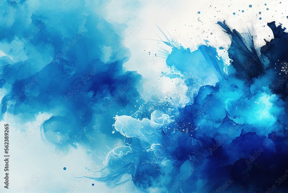 Abstract art blue paint background. watercolor painting. Generative AI ...