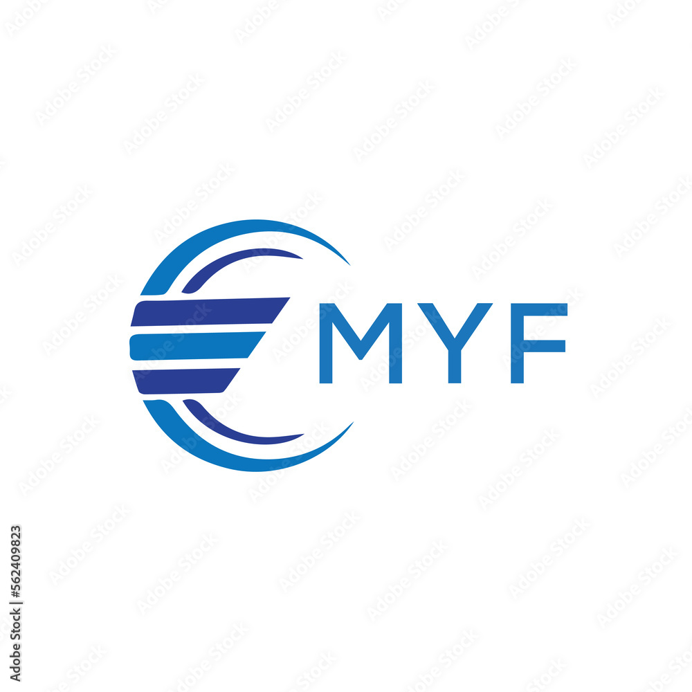 MYF letter logo. MYF blue image on white background. MYF vector logo design for entrepreneur and ...