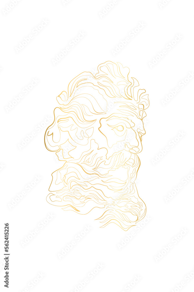 Zeus, God of thunder, sculpture, Printable One Line Drawing, One line ...
