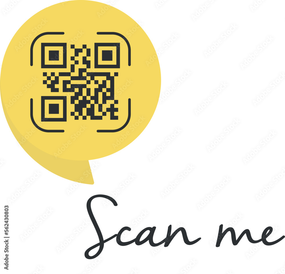QR code scan me in speech bubble, scan me concept, icon. Stock Vector ...