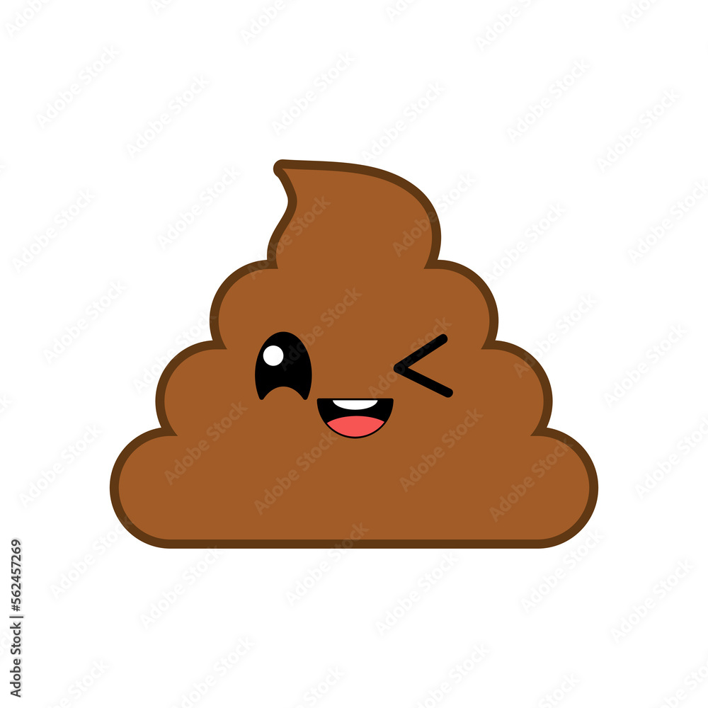 Cute happy smiling poop Kawaii character. Vector illustration Stock ...