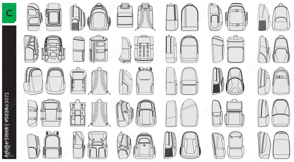 set of backpack model vectors Stock Vector | Adobe Stock