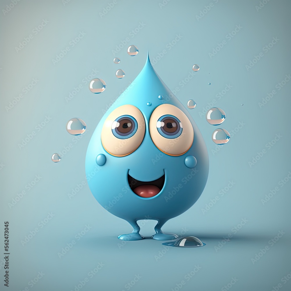 Cute Cartoon Water Drop Character (Generative AI) Stock Illustration ...