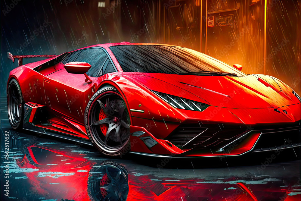 a red sports car - Generative AI Stock Illustration | Adobe Stock