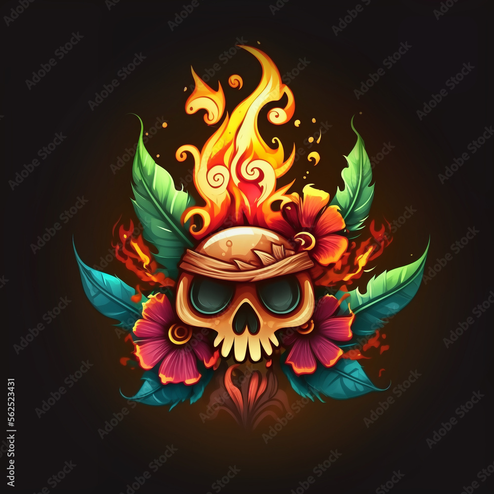 Abstraction pattern with the theme of fire, flowers, and pirates, 4K ...