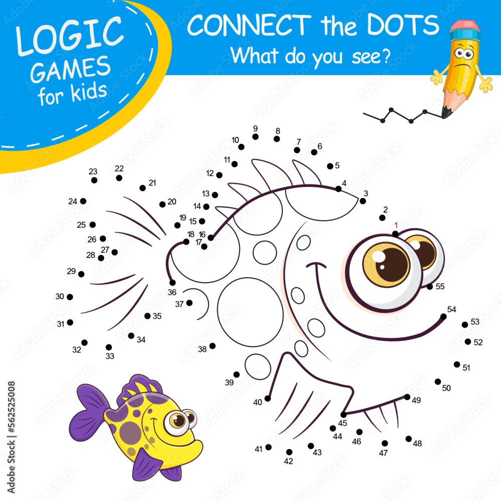 Connect the dots by numbers to draw the tropical Fish. Dot to dot ...