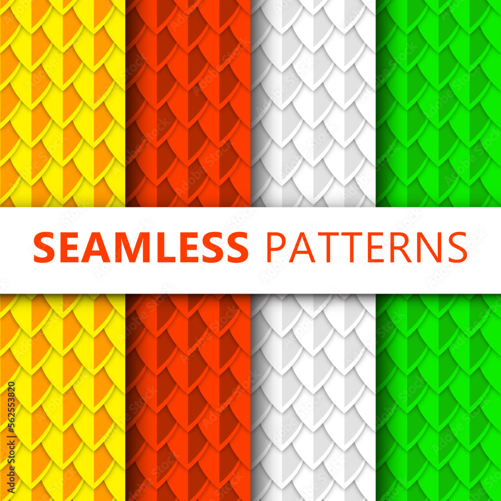 Fish, mermaid, dragon, snake scales. Colorful geometric seamless ...