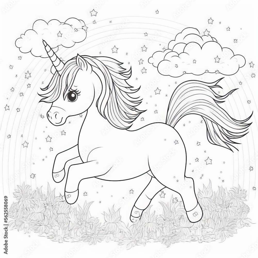 Drawing unicorn zentangle style coloring page illustration Stock ...