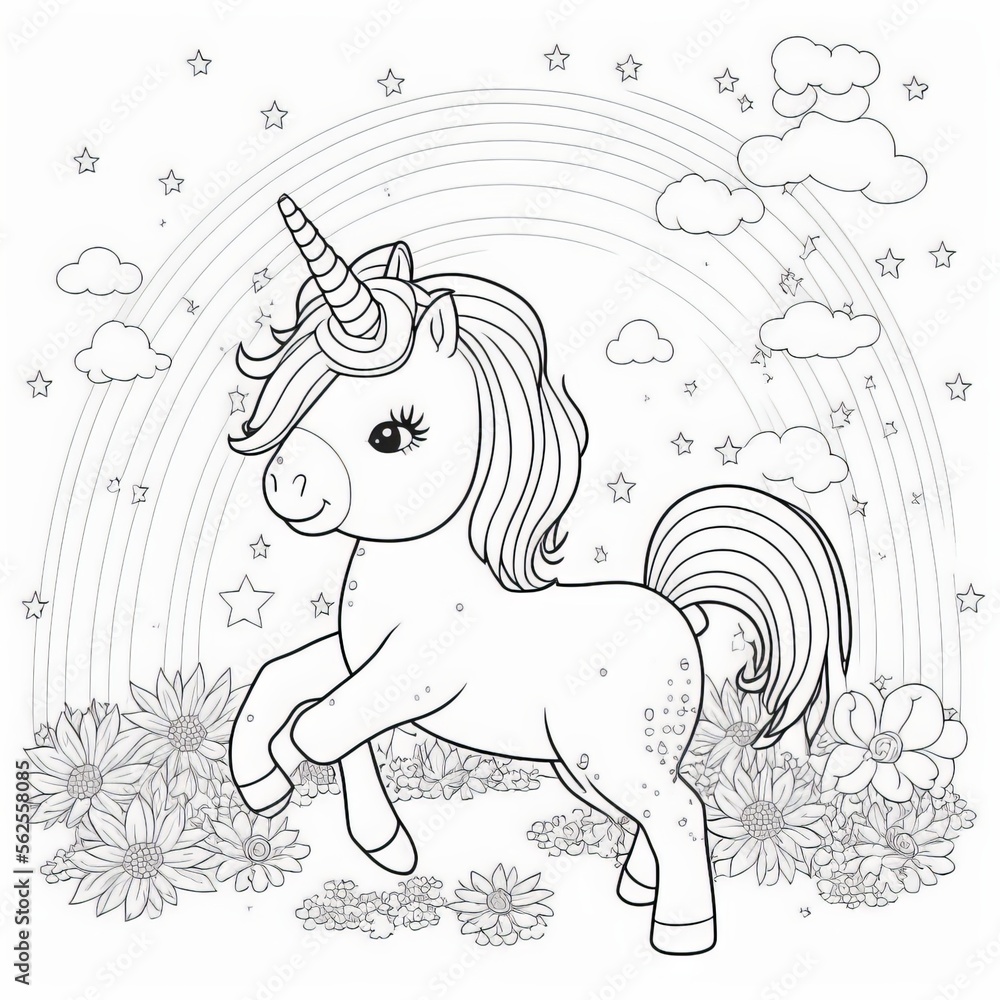 Drawing unicorn zentangle style coloring page illustration Stock ...